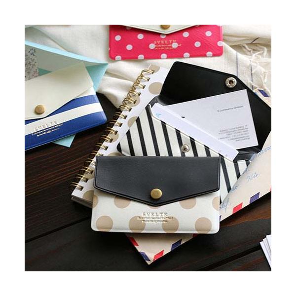 学生さんから社会人の方まで幅広く持てるデザインがキラリと光るスヴェルトシリーズ。こちらは仕切り付きのスマートな封筒型カードケース。マチがなくポケットにすっきり収まるカタチは女性のコンパクトなバッグにもぴったり。名刺ならおよそ10枚程度、カー...
