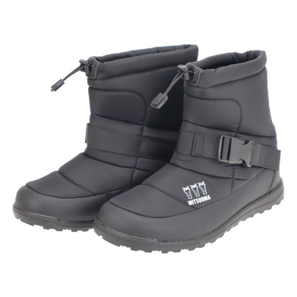 ミツウマのベルト付き防水防寒防滑ブーツ起毛裏地採用で雪の日でも足元が暖かいく快適歩行足首部分にベルトが付いているので適度なフィット感を実現します。凍った道でも滑りにくいガラス繊維入り防滑ソール！靴底から4cmまで防水設計です（靴上部の生地部...