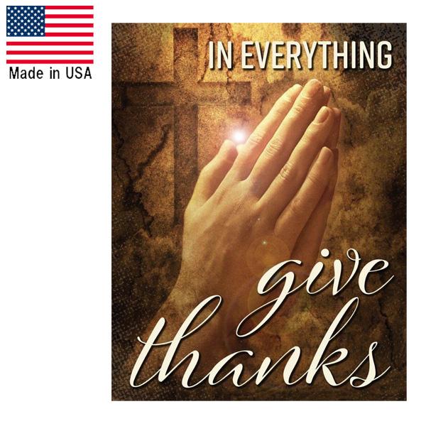 IN EVERYTHING give thanks 看板 縦40.5cm×横31.5cm"IN EVERYTHING give thanks (すべてのことに感謝)"と書かれた看板！手を合わせたデザインを見るたびに「日々感謝を忘れないように...