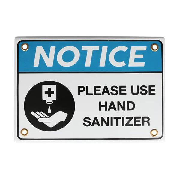 エナメル ノーティス サイン "NOTICE PLEASE USE HAND SANITIZER" 縦12cm×横17cm白いエナメル(琺瑯)に潔いカラーリングで落とし込まれたデザインが魅力の琺瑯サイン。 優しいカラーと琺瑯の滑らかな質感は...