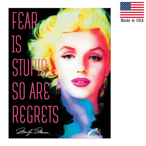 メタルサイン "FEAR IS STUPID,SO ARE REGRETS" マリリン・モンロー 看板 縦41cm×横32cm アメリカ製アメリカ合衆国の女優、モデルでもあるマリリンモンローのメタルサインです。個人用にガレージやインテリアで...
