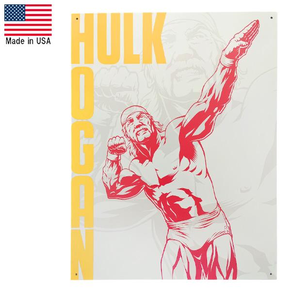 メタルサイン "HULK HOGAN" ハルク・ホーガン 看板 縦40.5cm×横32cm「ハルカマニア」の生みの親であり、プロレス界を象徴するレジェンド、ハルク・ホーガン（Hulk Hogan）の迫力満点なメタルサインボードです。トレード...