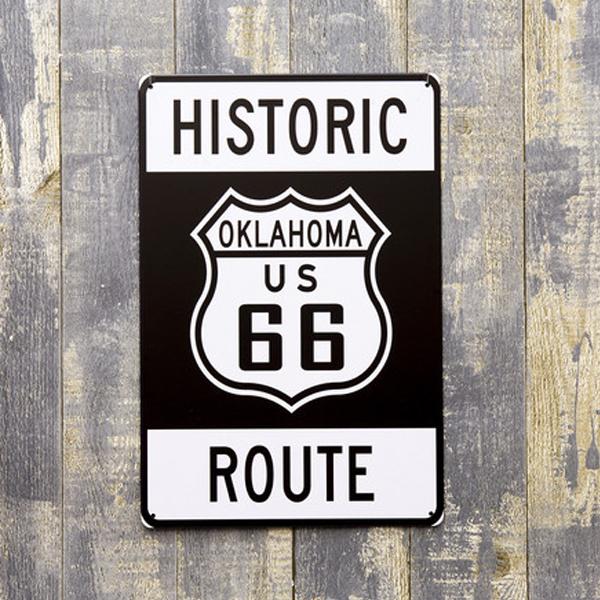 【商品詳細】「OKLAHOMA ROUTE66」のブリキ看板です！ アメリカンな部屋作りにバッチリなアイテム！壁掛け用フック、穴が空いていますので、簡単に取り付け可能です！ お部屋、ショップ、カフェインテリアなどにオススメな商品です！【商品...
