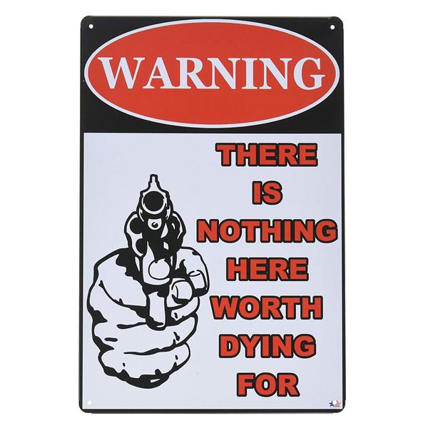 【商品詳細】「WARNING THERE IS NOTHING HERE WORTH DYING FOR」と書かれたデザイン！壁に取り付け用の穴が空いているので、簡単に壁掛けできます！ 店舗や、個人用にガレージなどにオススメです！【商品仕様...