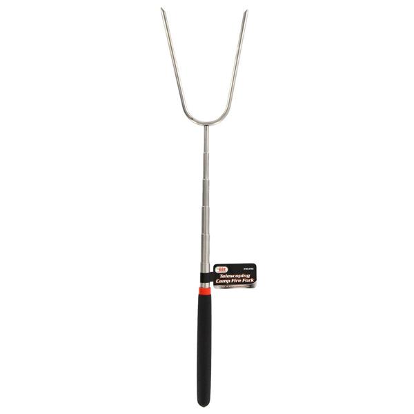 キャンプやバーベキュー（BBQ）で使用できる伸縮可能な金属製フォークです。 グリップ部分はラバー加工されているので持ち手は熱くなりません。 フォークは約28cmから約89cmまで伸縮可能なのでお子様に大変便利なグッズです。【商品詳細】・持ち...