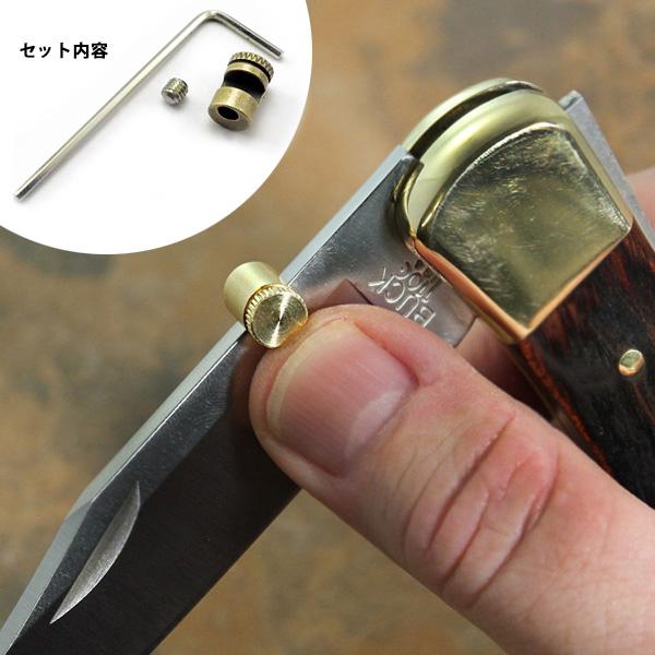 ナイフ用パーツ クイックサムスタッド 3.1mm/3.5mm/4mmこの商品は折り畳みナイフの刃を出すときに片手で開くことが可能になるパーツです。ブレードの根元付近に取り付けることで、親指で押し上げて片手で素早くナイフを開くための突起(スタ...