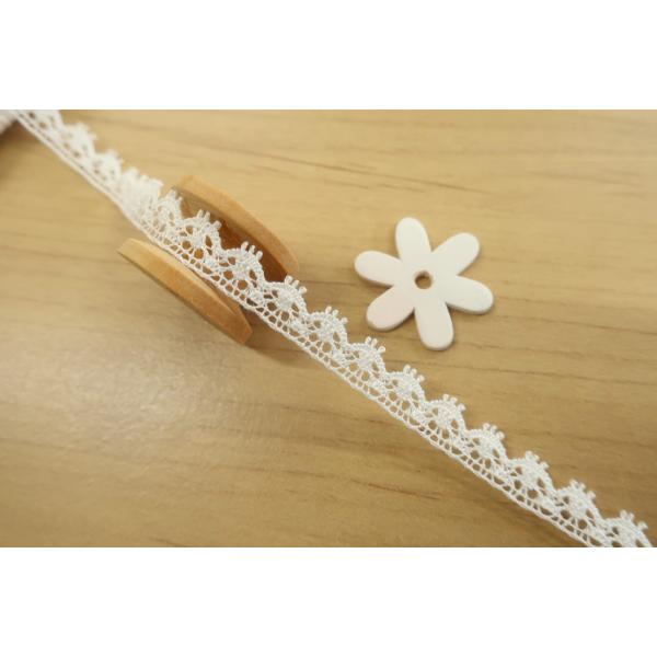 ●安心の日本製です●薄くて軽い仕上がりになっているオフホワイトのトーションレースです。細い綿糸で作成しており、触った感じも柔らかさがあります。スカラがキレイで、装飾のワンポイントにおススメです。1m単位でお買い求めいただけます。●当店は創業...