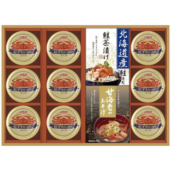 ※こちらの商品は ご注文後のキャンセル・返品・交換をお受けできない商品となっております。内容をご確認のうえ、ご注文ください。●北海道産鮭のお茶漬けと、濃厚な旨みの海老味噌汁、紅ずわいがにの詰め合わせです。●箱サイズ：41×29.6×4cm●...