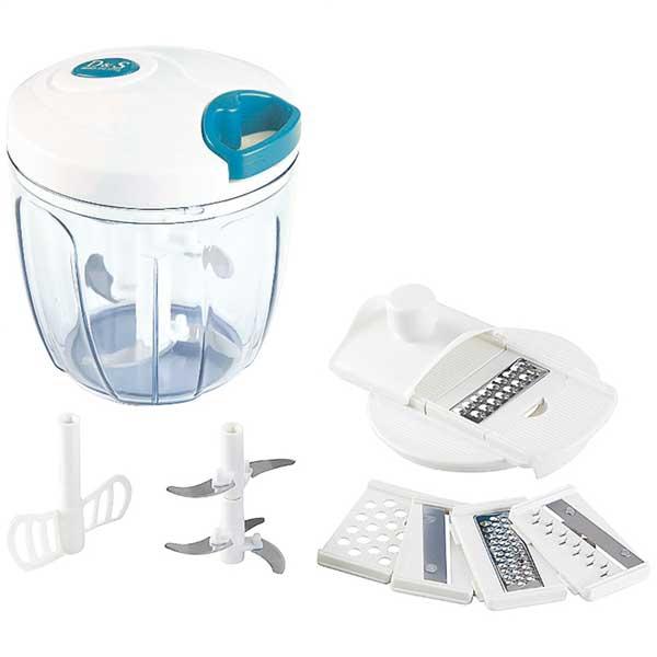 ●ハンドルを引くだけで、簡単にみじん切りができる便利グッズ。5枚刃なので、パワフルかつスピーディー。ハンドルを引く回数によって、仕上がりを微調整できます。また付属のパーツを使えば【薄切り】【薄千切り】【千切り】【つま切り】【おろし】もできて...