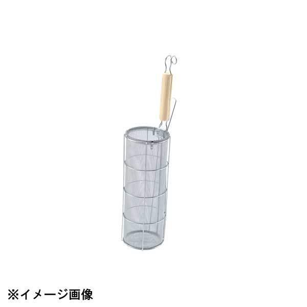 スパゲティ用てぼ●サイズ　外径×深さ×柄長：φ100×300×190mm●材質：網:18-8ステンレス　柄:天然木●生産地：燕三条