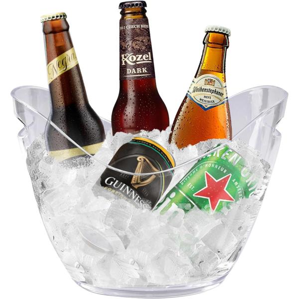 ・4Lサイズのアクリル製ワインクーラーです。軽量で扱いやすく、氷と一緒にワインやシャンパン、缶飲料を冷やせる適度な容量で、家庭やホームパーティー、飲食シーンでも活躍します。底面の安定感ある設計と両側の持ち手で持ち運びもスムーズです。透明度の...