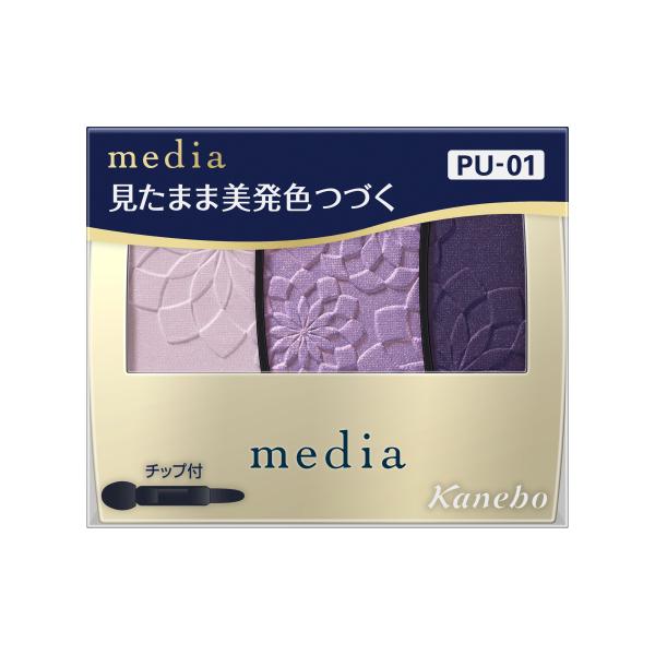 美しい微粒子パールのつやと3色のグラデーション効果で上品な明るい目もとに。しっとりやわらかいパウダー。見たままの美発色がつづく。チップ付き。