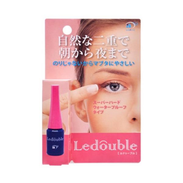 瞼を接着せずにきれいな二重瞼をつくる。まぶたが伸びない。ウォータープルーフタイプ。メイクの上からでもOK。けまつ毛も付けらる。ラーゲン 配合。