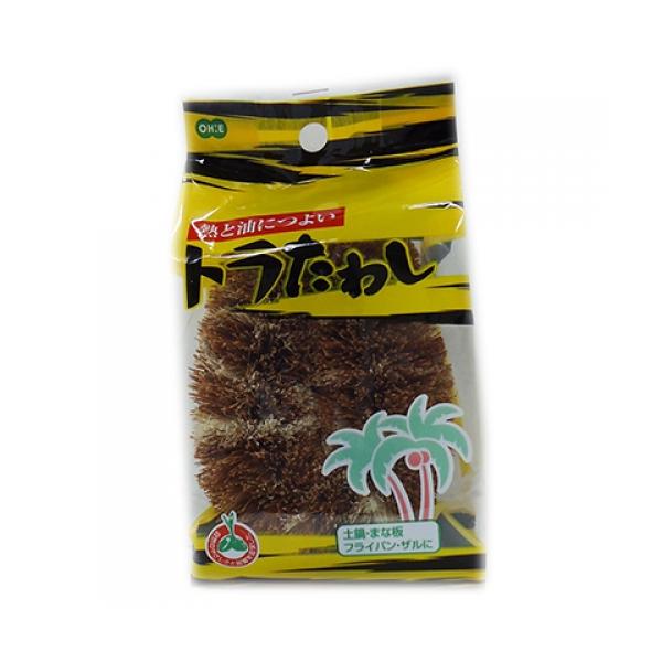 純植物性繊維をたばねていますので、ザルや木製品など凹凸のあるものの汚れもきれいに落とせます。熱と油につよいヤシノミ繊維です。