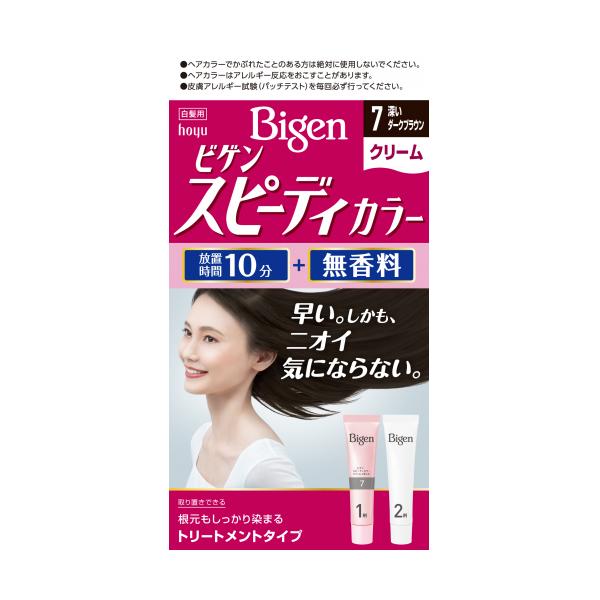 【医薬部外品】放置時間わずか10分の早染めタイプです。ハイトリートメントタイプでしっとりしなやかな染め上がりが実感できます。生え際、分け目もしっかり染まるクリームタイプです。