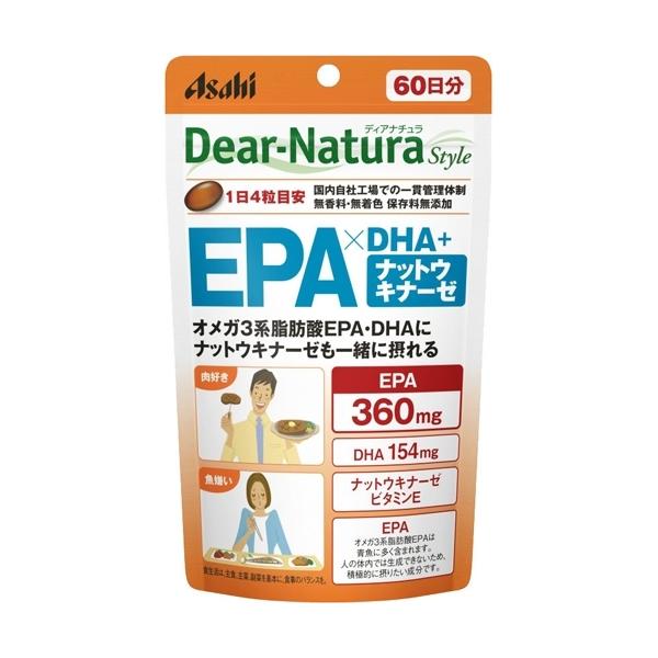 オメガ3系脂肪酸EPA・DHAにナットウキナーゼも一緒に摂れる健康食品です。1日4粒当たりEPA360mg、DHA154mgを摂取できます。
