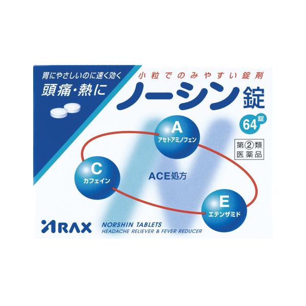 ACE処方の3つの有効成分（アセトアミノフェン，エテンザミド，カフェイン水和物）が協力的に作用して，頭痛などの痛みや熱によく効きます。