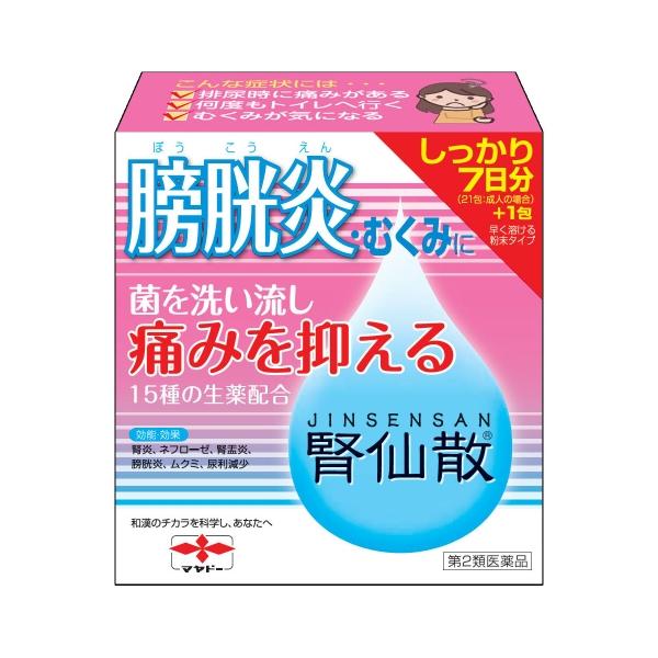 利尿作用のほか、抗炎症作用を有する生薬を配合しており、腎臓の老廃物排泄を促進するとともに、排泄障害や炎症性の疾患にも効果を発揮します。