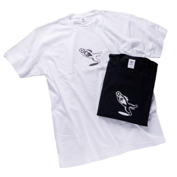 胸のライオンがキーパーをしているかわいいTシャツ。カラー：ホワイト・ブラック素材：綿100%【02701000000000000】【03001342200000000】