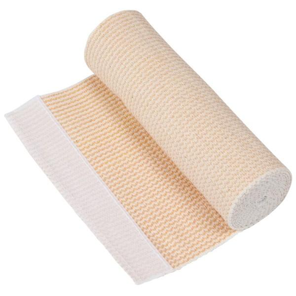 商品の特徴両端に面ファスナーが付いた伸縮性包帯です。巻き始めで患部に合わせやすく、巻き終わりではテープや包帯止めを使用しなくても固定できます。アイスバックの固定などにお使いいただけます。商品スペック生産国 アメリカ材　質 ポリエステル、綿サ...
