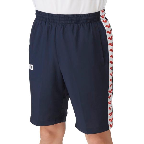 チーム用の布帛ハーフパンツです。フィットシルエットですっきり見えるパターンを採用しています。アリーナの定番ライン使用デザインです。◯トレーニングウェア素材：ARNウーブン原産国：中国【02703000000000000】【030013106...