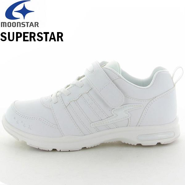 ムーンスター バネのチカラ キッズ スニーカー の解説 合成皮革のアッパーと屈曲性にすぐれるソールが小学校・幼稚園・保育園への通園、通学を安全にサポートするスーパースターの人気の白靴です。 靴底まで白のキッズスニーカーですので、室内履きとし...