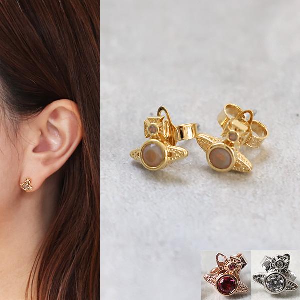 商品名LONDON ORB EARRINGS ピアス スタッドピアス アクセサリー 両耳用 真鍮 小さい シンプル エレガント オーブ ロゴ レディース ［62010220］色・柄Platinum / White CZ ：シルバーGold ...