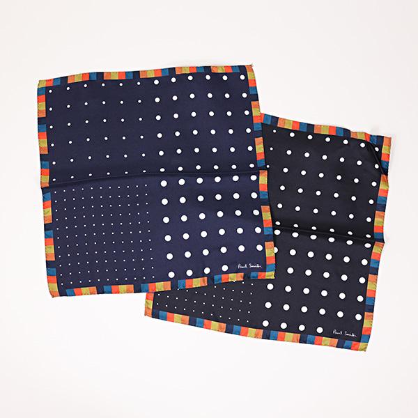 【 Paul Smith ポールスミス Silk Pocket Square シルク ポケットチーフ M1A 160B J340 】シルク100%で仕立てられたポケットチーフ。大小異なるドットを組み合わせたモダンなパターンに、ブランドを象徴...