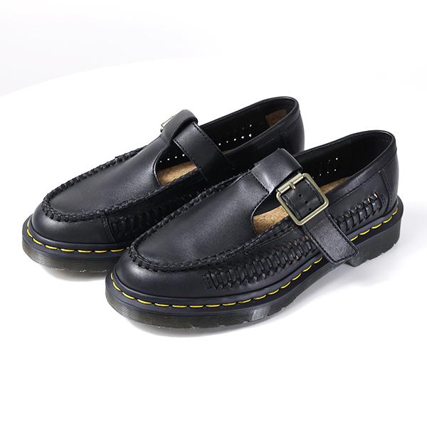 【 DR.MARTENS ドクターマーチン サンダル Adrian T Bar エイドリアン 31622001 】・上質なレザーを編み込んだデザインが印象的なTバー ストラップシューズ・アンティークゴールドのシングルバックル留め・アッパーは...