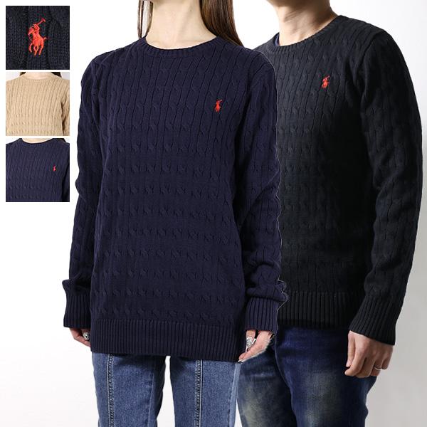 【 POLO RALPH LAUREN ポロラルフローレン ニット Cotton Cable Knit Crewneck Sweater 323702674 】コットン素材で編み立てた、長袖クルーネックのケーブルニット。胸元のワンポイントの...