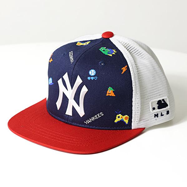 MLB Korea エムエルビーコリア キッズ トラッカーキャップ Color Block Trucker Cap 72CPNB111 ニューヨーク・ヤンキース NY メッシュ ピクセルアート 帽子商品説明複数の色を組み合わせたカラーブロッ...