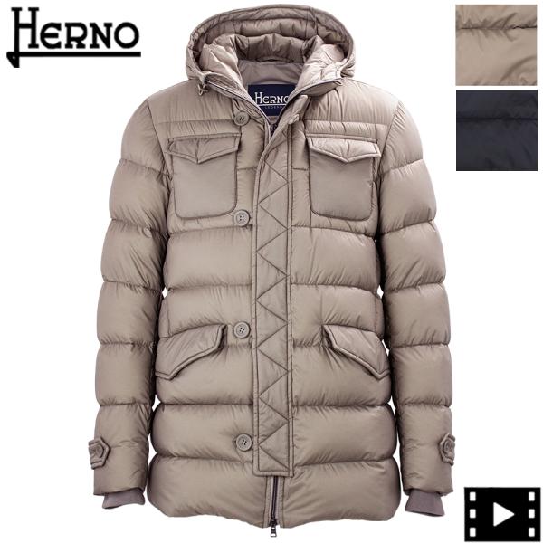 ＊当店は正規販売店です。【HERNO ヘルノ】優れた品質とデザインセンスの良さで高い評価を得てきた、確かな実力を持った歴史ある老舗ブランドです。【ヘルノ ダウン メンズ 軽量 撥水ナイロン エスキモージャケット型 ダウンジャケット レジェン...