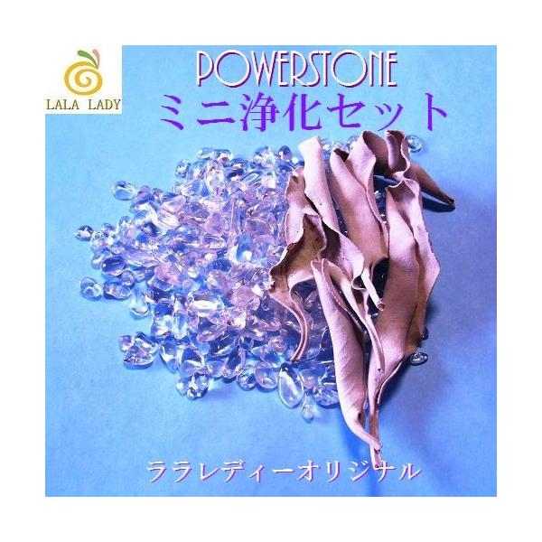 ★メール便送料無料（配送方法で、メール便を選択してください。）　■パワーストーン、アクセサリー、お部屋等、身の周りの色々なアイテムの浄化に最適！！水晶２５ｇ、ホワイトセージの葉、約５枚をセットしたララレディーオリジナルミニパックです。【さざ...