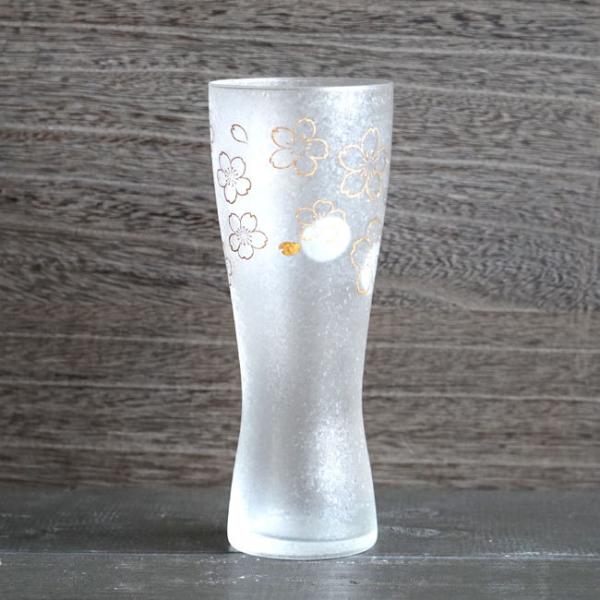 【THE Premium NIPPON Taste】泡づくりプレミアム桜L　１個販売/桜柄/桜模様/ガラス/ビアグラス/ガラス食器/ギフト/プレゼント/記念日/お祝い/石塚硝子
