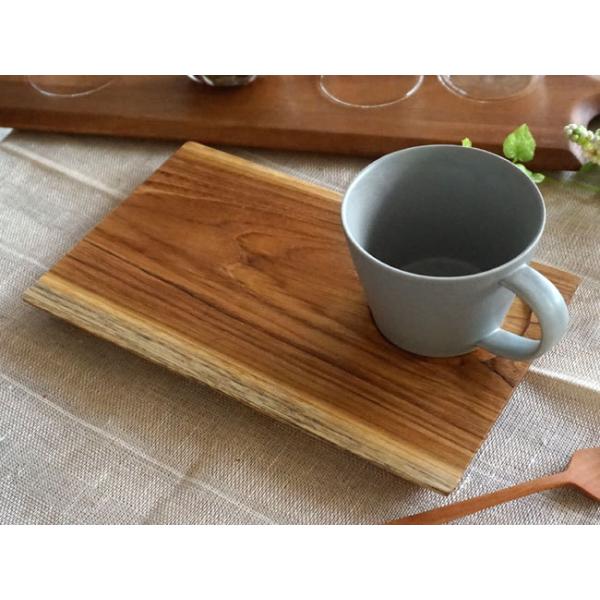 【TEAK WOOD】ランチプレート　レクタングル　M　25ｃｍ カップホルダー有リ 四角トレー プレート トレイ チーク材 木製 ウッド 天然木 インスタ
