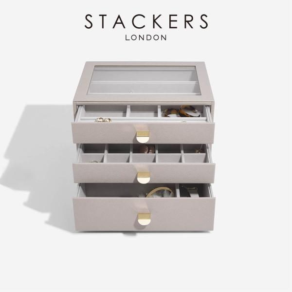【STACKERS】ドロワージュエリーボックス 選べる3個セット  トープ　グレージュ Taupe  引き出し　ガラス スタッカーズ ジュエリーケース ジュエリートレイ