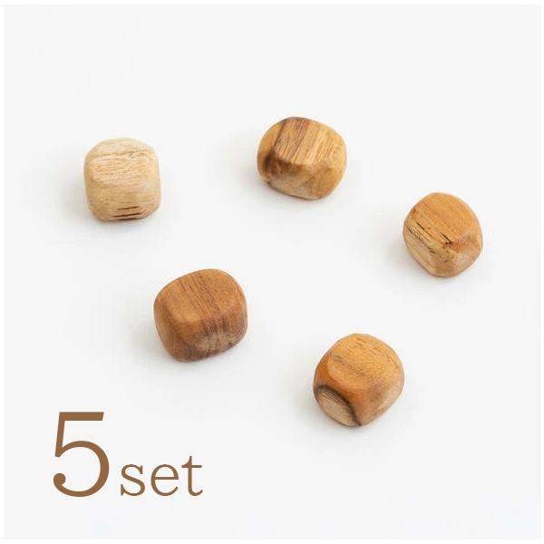 【TEAK WOOD】マグネット 石ころ SS 5個セット 磁石 チーク材