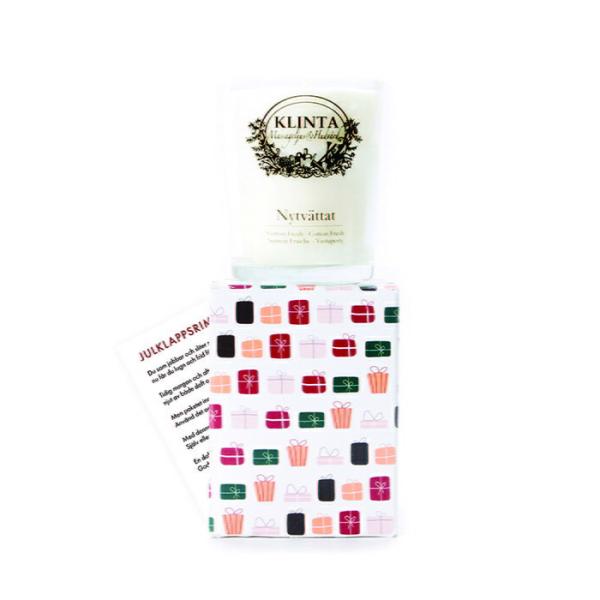 【KLINTA】クリスマス限定　マッサージキャンドル 90ml　コットンフレッシュ　　ギフトカード付き　　キャンドル　クリンタ　ろうそく　フレグランスキャンドル　マッサージ　ギフト　クリスマスプレゼント