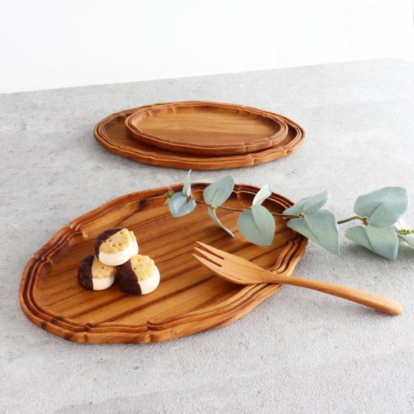 【TEAK WOOD】オーバルプレート　L　28ｃｍ　チーク