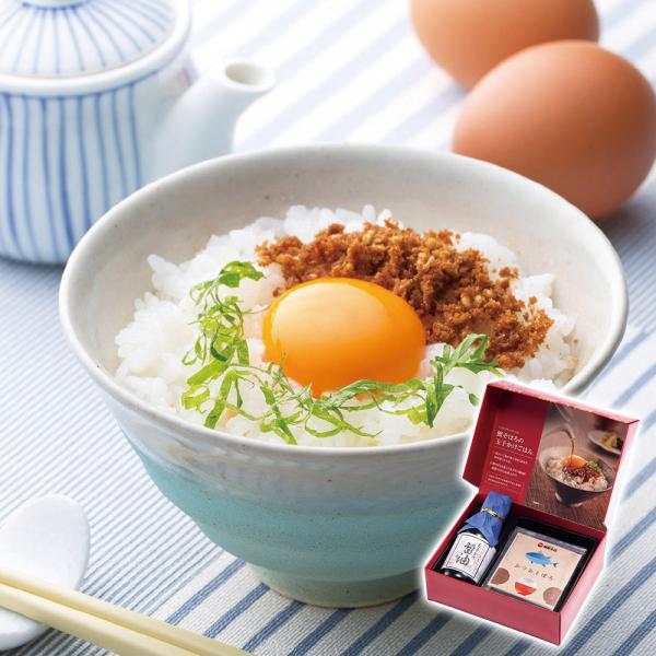 玉子によく合う玉子かけ醤油と、旨味をたっぷり含んだ鰹そぼろのセットです。 爆買