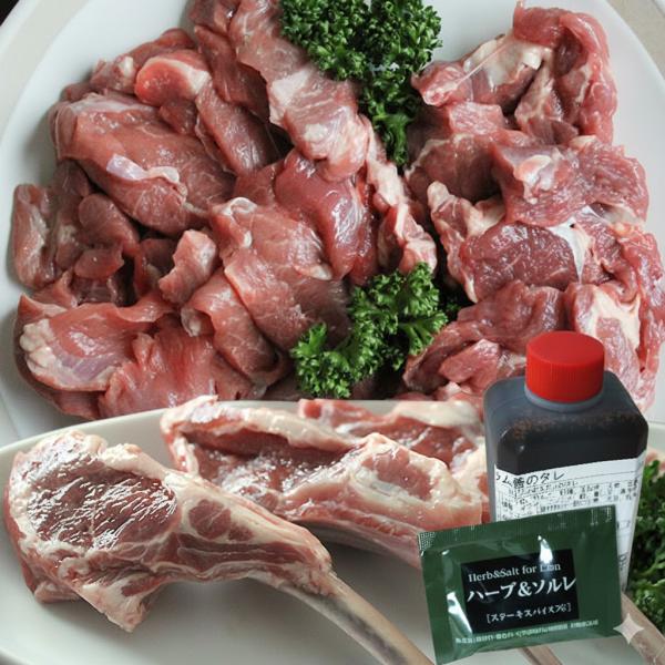 ラム肉店長一押しセット（真空パック）肩ロース200ｇ、生ラムジンギスカン300ｇ、ラムチョップ4本、ハーブソルト1個、ラム善特製醤油タレ