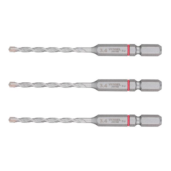 この商品は、ご注文数量や決済方法によっては、ネコポスで発送することがございます。その場合も送料は変わりません。■仕様・入数:3本・ドリル径:φ3.4mm・ドリル溝長:45mm・軸の6.35mm六角軸・刃の両刃2枚刃(超硬チップ＋マルチタイプ...