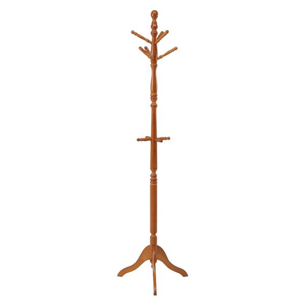 ■仕様・カラー:ブラウン・製品サイズ:幅508×奥行430×高さ1830mm・耐荷重(フック1本):2kg・上部ポール長さ:160mm・中央部ポール長さ:100mm・素材:構造部材/天然木(ラバーウッド)、表面加工/ラッカー塗装・製品重量(...