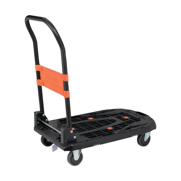 ■仕様・台車サイズ(約):幅490mm×奥行780mm・ハンドル高さ:900mm・キャスター径:100mm・均等荷重:200kg・騒音値:35.5dB・材質:荷台/再生ポリプロピレン(PP),再生材100％、ハンドル/アルミ、キャスター金具...