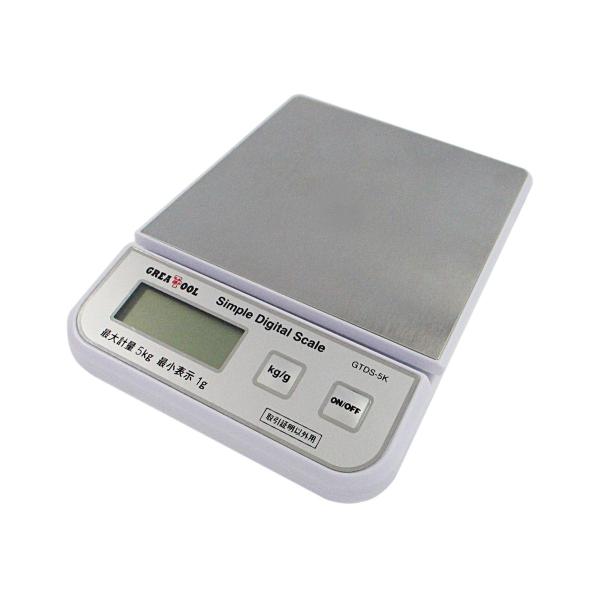 用途:簡易的な軽量の際に最大計量:5kg最小表示:1g計量精度:+-1~+-10g(10~5000g)オートオフ機能設定時間:約60秒電源:コイン電池CR2032計量皿サイズ:約105×108mm本体質量:約174g取引証明以外用風袋引き機...