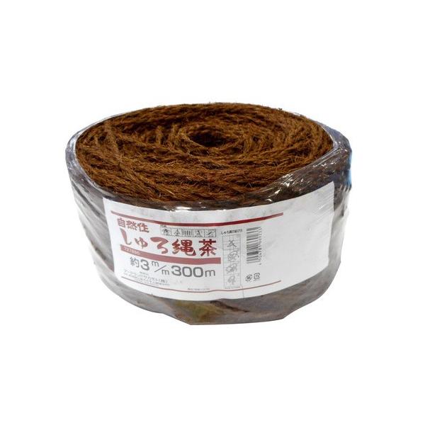 枝引、雪吊り、雪囲い、四つ目垣、樹木の結束などに。棕梠100％のしゅろ縄。玉巻タイプのしゅろ縄。  サイズ：約3mm×長さ約300m/玉巻タイプ  カラー：茶 材質：棕梠100％  生産国：中国