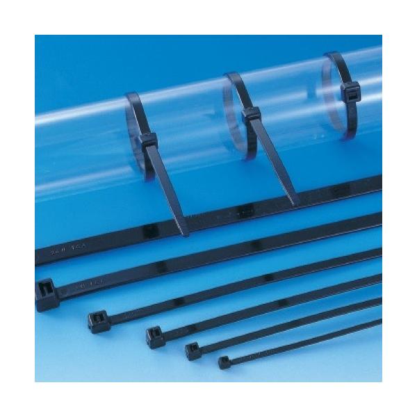 1袋：50本入耐候グレード：屋内外使用結束径：15．0〜130ｍｍ材質：66ナイロン色：黒色使用温度範囲：−40℃〜＋85℃ＲｏＨＳ適合品屋外や屋内の、紫外線が当たる場所でもご使用になれます。横ズレ防止力に優れたバンド構造軽い挿入抵抗で確実...