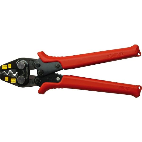 用途：裸圧着端子・裸圧着スリ−ブの圧着作業に適応サイズ：0．3 / 0．5 / 1．25 / 2 / 3．5 / 5．5（ｍm2）ＩＥＣ（国際電気標準規格）　ＤＩＮ（ドイツ工業規格）規格品仮押さえ可能両面カラ−マ−カ−付トグル機構採用で所要...