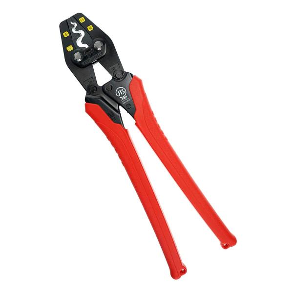 用途:銅線用裸圧着端子・裸圧着スリーブ(PB)用の装着作業の際に全長:345mm頭部幅:63mm頭部厚:7mm柄幅:92mm適用範囲:5.5、8、14、22mm2JISマーク認定品エラストマーグリップストラップ取り付け穴焼入れ:42~46H...