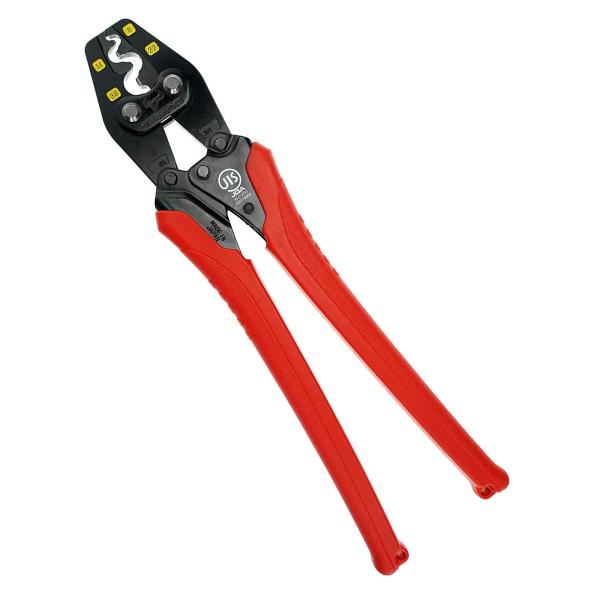 用途:銅線用裸圧着端子・裸圧着スリーブ(PB)用の装着作業の際に全長:345mm頭部幅:63mm頭部厚:7mm柄幅:92mm適用範囲:8、14、22、38mm2JISマーク認定品エラストマーグリップストラップ取り付け穴焼入れ:42~46HR...